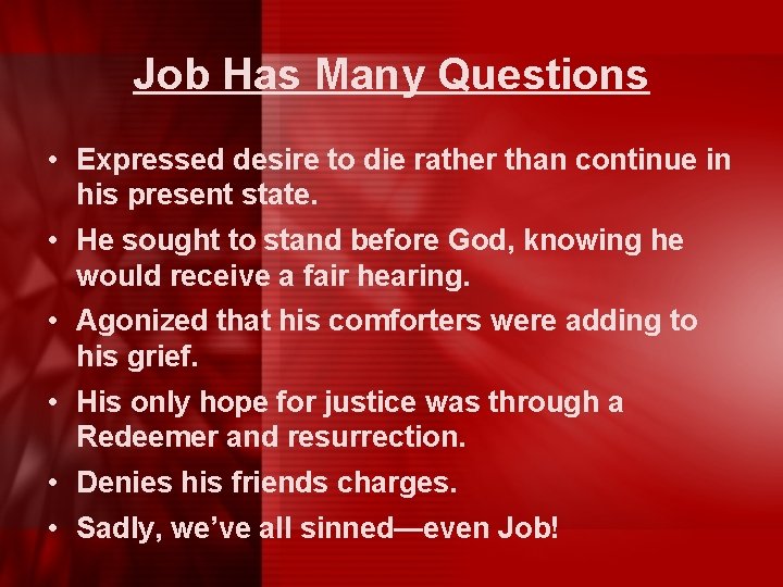 Old Testament Survey The Book of Job There