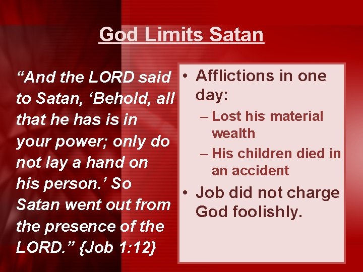 Old Testament Survey The Book of Job There