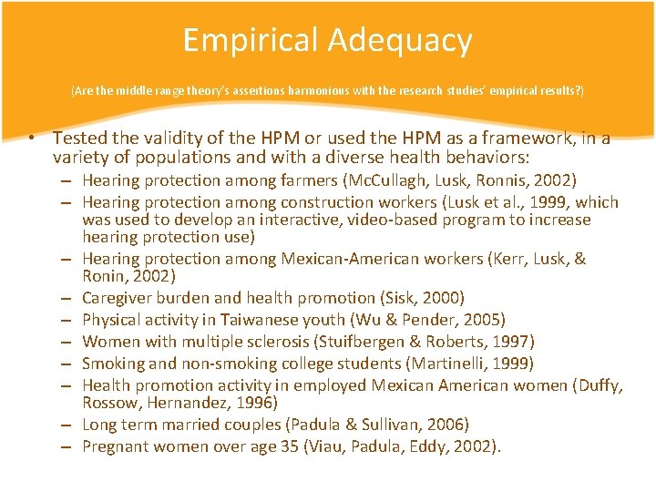 Theory Evaluation of Penders Health Promotion Model HPM