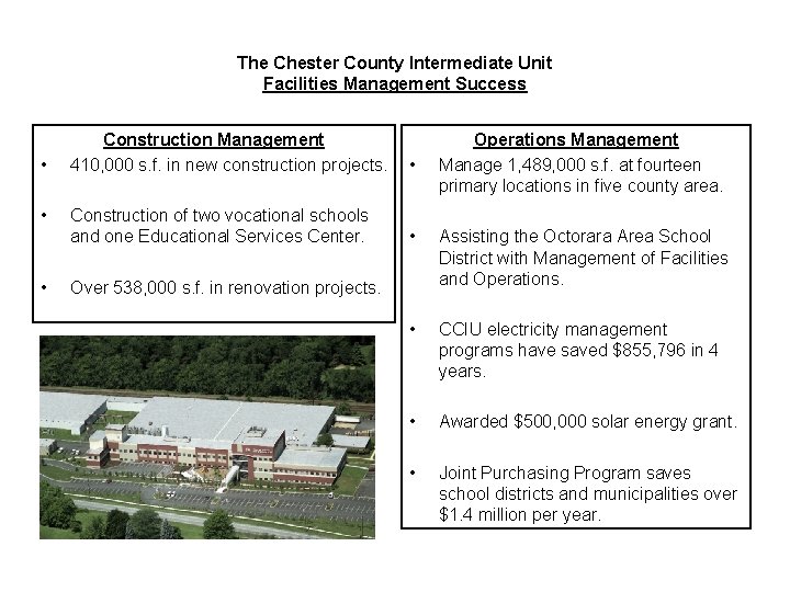 Privileged Confidential The Chester County Intermediate Unit Facilities