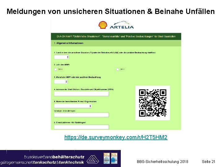 Meldung von unsicheren Situationen Unsicherer Zustand Unsichere Handlung