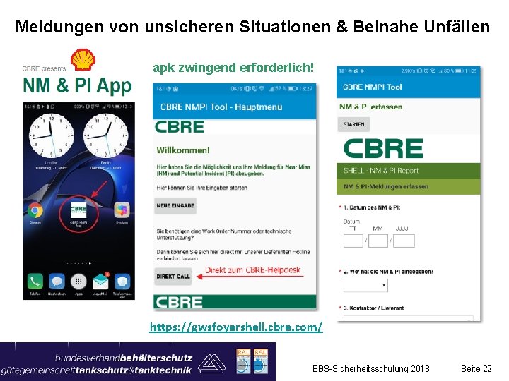 Meldung von unsicheren Situationen Unsicherer Zustand Unsichere Handlung