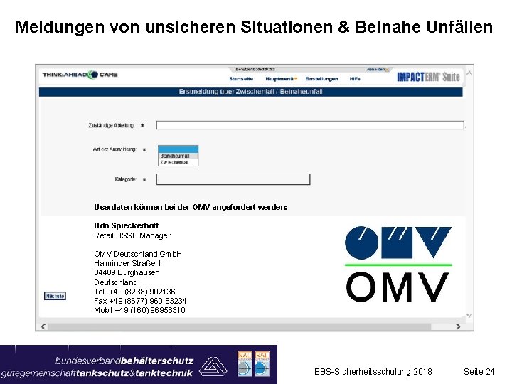 Meldung von unsicheren Situationen Unsicherer Zustand Unsichere Handlung