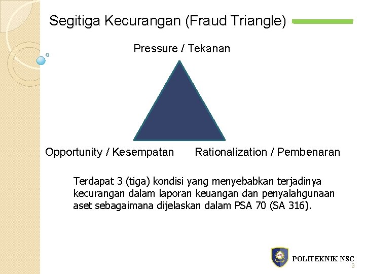 Audit Kecurangan Fraud Audit Oleh Muhammad Zainal Abidin