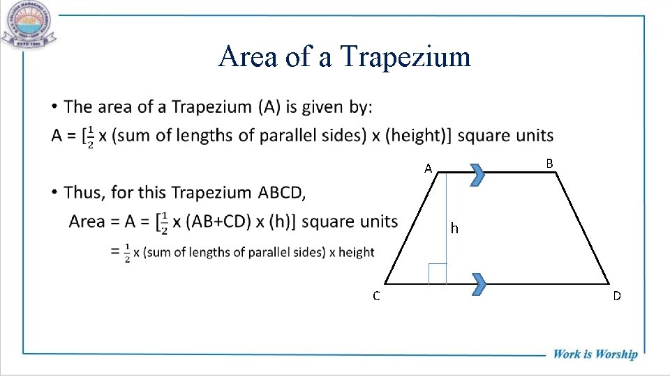 SUBJECT MATHEMATICS CLASS VIII TOPICAREA OF QUADRILATERALS TEXT