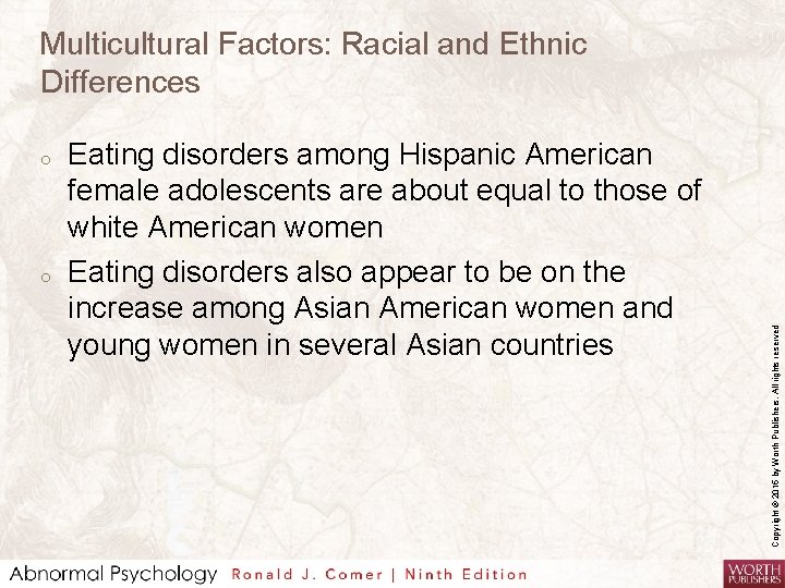 Eating Disorders It has not always done so