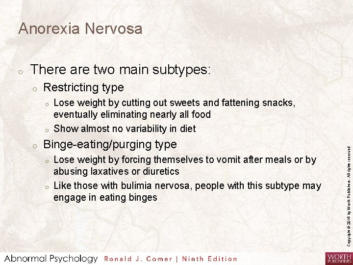 Eating Disorders It has not always done so