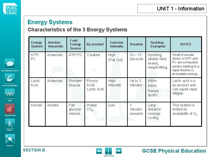 UNIT 1 Information Energy Systems Muscle contraction Requires