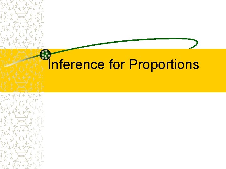 Inference for Proportions Proportions Our earlier analysis focused