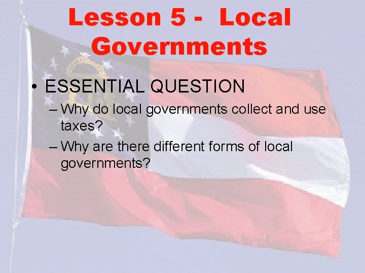 Georgia Studies Unit 8 Local Governments Lesson 5