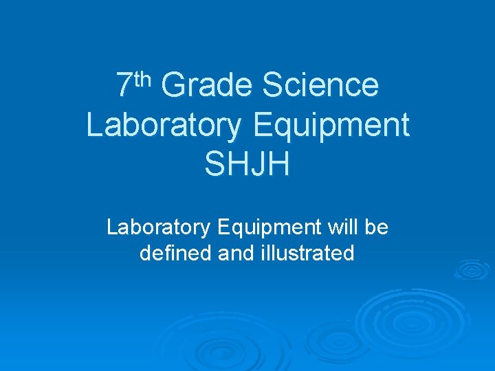 th 7 Grade Science Laboratory Equipment SHJH Laboratory