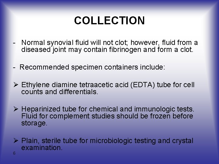 URINALYSIS AND BODY FLUIDS SYNOVIAL FLUID LECTURE ONE