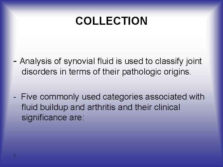URINALYSIS AND BODY FLUIDS SYNOVIAL FLUID LECTURE ONE