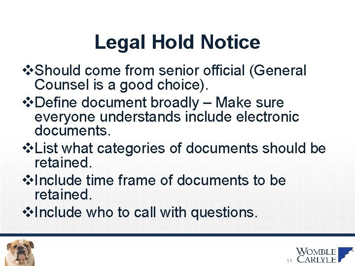 EDiscovery Destruction Considerations and Legal Holds Mark Henriques