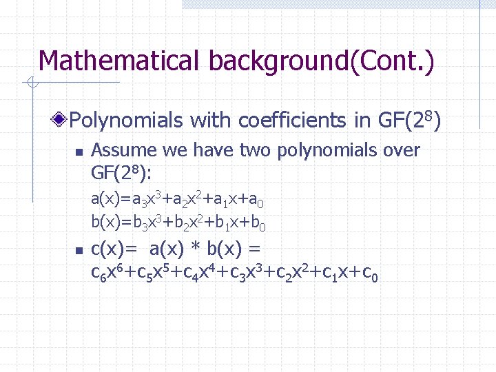 AES Rijndael Outline Introduction Mathematical background Specification ...