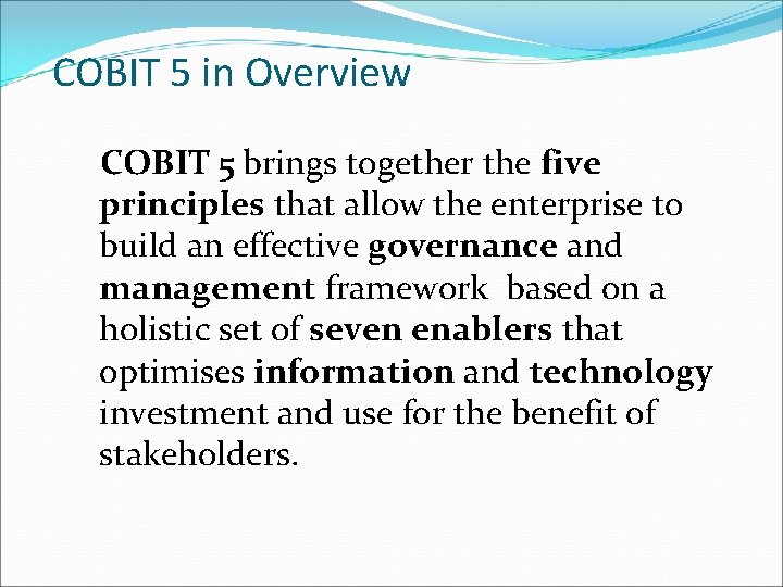COBIT 5 and GRC December 5 2018 2012