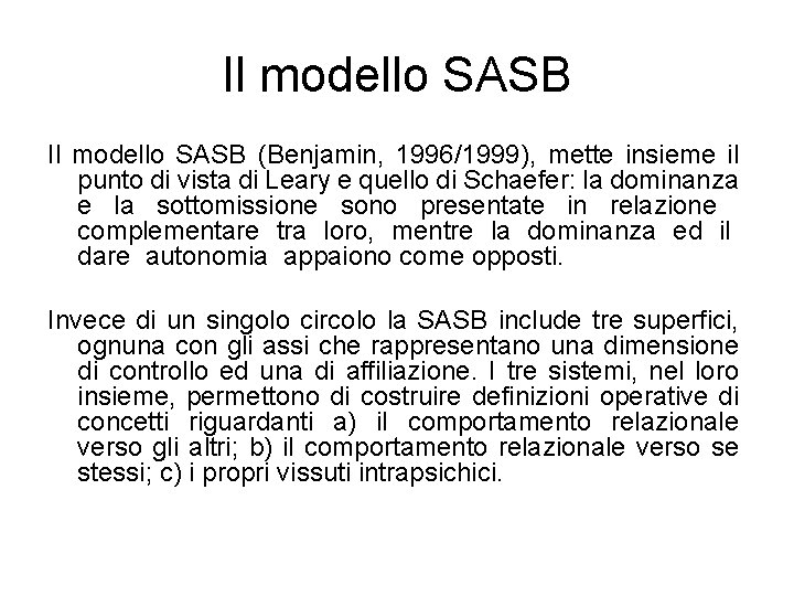 LAnalisi Strutturale del Comportamento Interpersonale Schemi ...