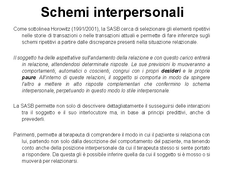 LAnalisi Strutturale del Comportamento Interpersonale Schemi ...