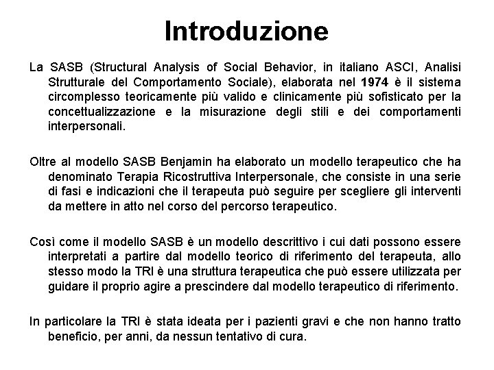 LAnalisi Strutturale del Comportamento Interpersonale Schemi ...