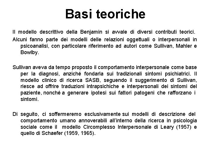 LAnalisi Strutturale del Comportamento Interpersonale Schemi ...