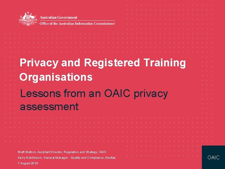 Privacy and Registered Training Organisations Lessons from an