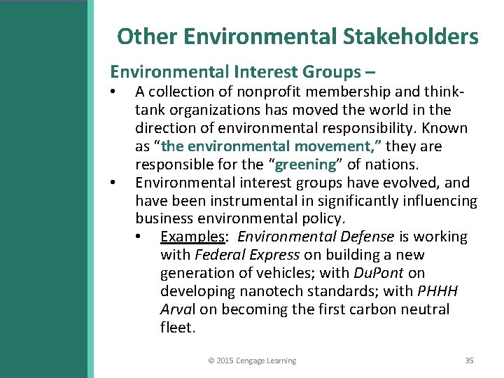 2015 Cengage Learning 1 Chapter 15 Sustainability and