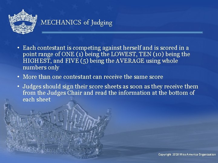 Miss America Judging System STATE and LOCAL Competitions