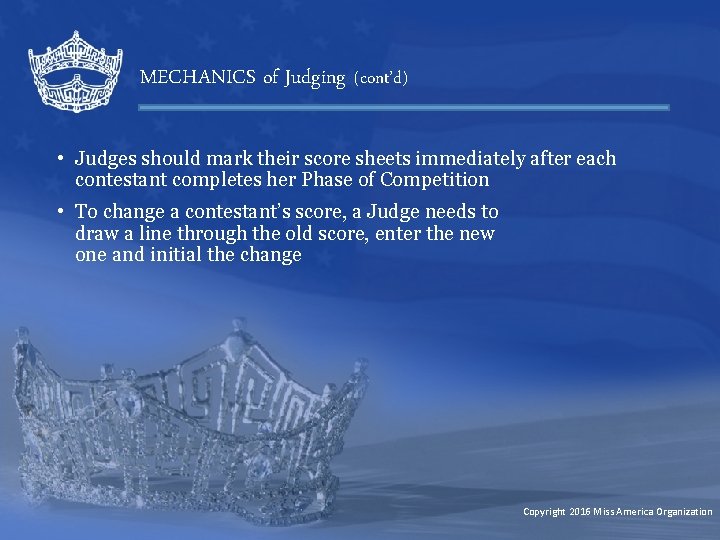 Miss America Judging System STATE and LOCAL Competitions