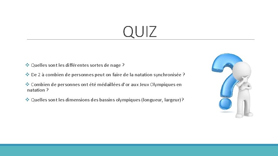 La Natation SOMMAIRE Le matriel Les diffrents types