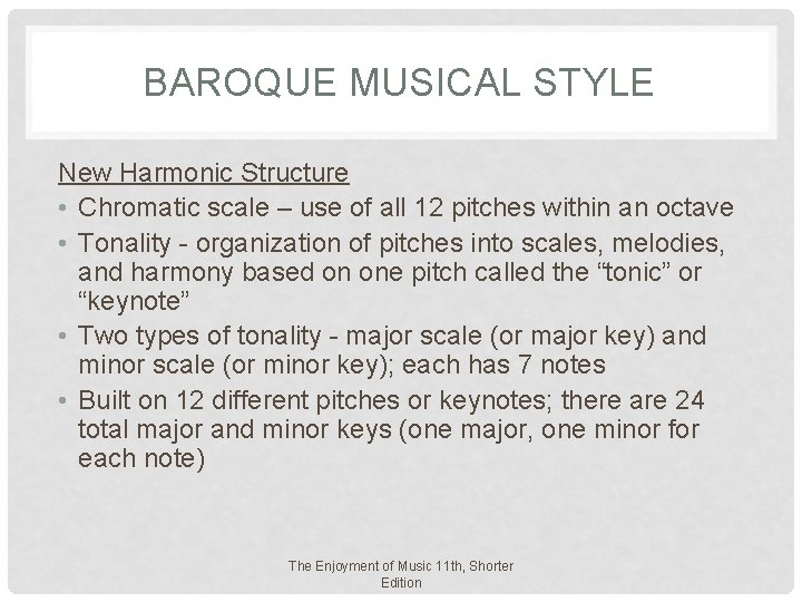 UNIT 2 THE BAROQUE ERA The Enjoyment of