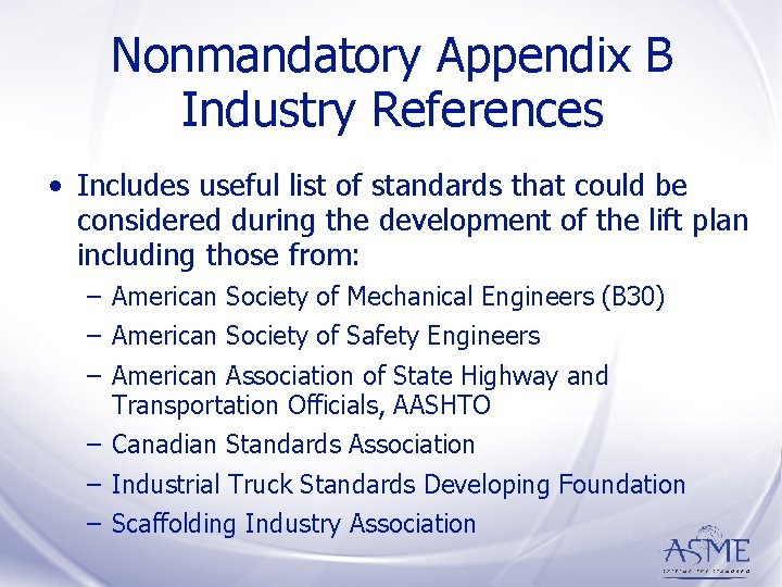 Overview of ASME P 30 1 2014 Planning
