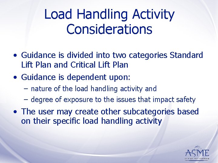 Overview of ASME P 30 1 2014 Planning