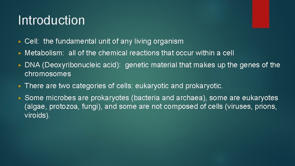 Chapter 3 Cell Structure and Taxonomy Introduction Cell