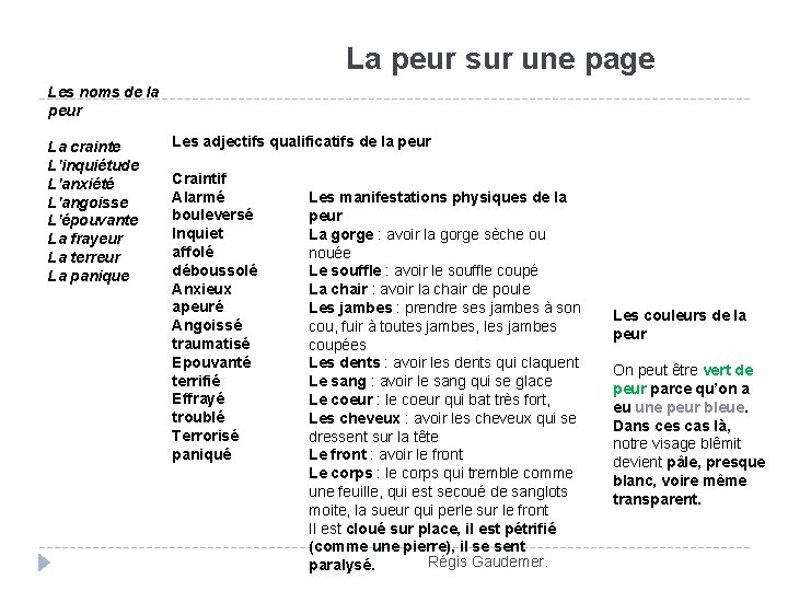 Vocabulaire des motions Pour chaque motion vous trouverez