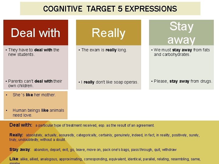 COGNITIVE TARGET 5 MORALS AND VALUES VOCABULARY SUMMARIES