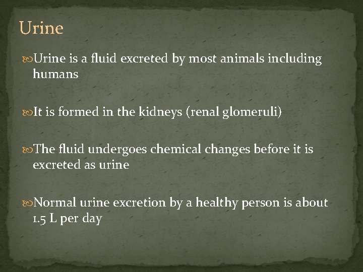 Chemical Examination of Urine Renal Block 1 Lecture