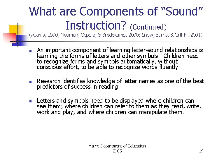 Maine Reading First Course Session 9 Phonics Research