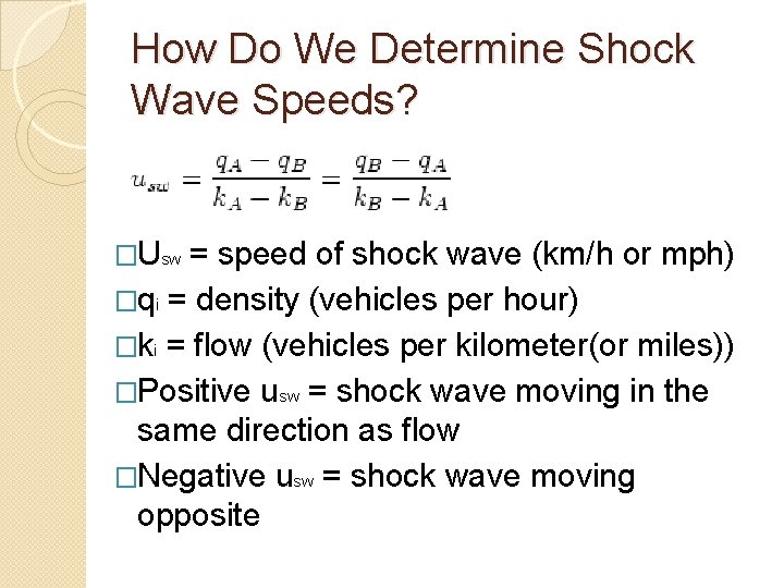 Shock Wave in Traffic Flow Yohahn Jo Systems