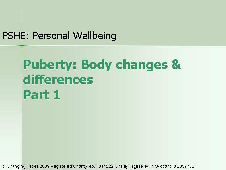 PSHE Personal Wellbeing Puberty Body changes differences Part