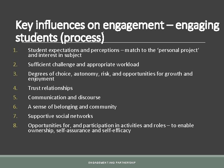 Realising the potential of student engagement COLIN BRYSON
