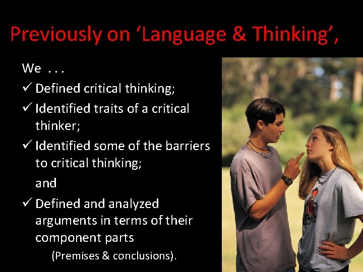Ling 21 Language and Thinking Lecture 4 Basic