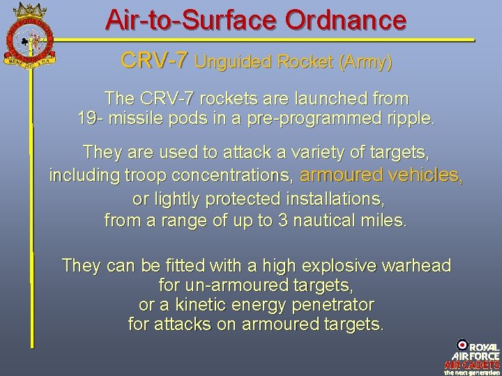 Military Aircraft Systems AirtoSurface Missiles Lecture Four AirtoSurface