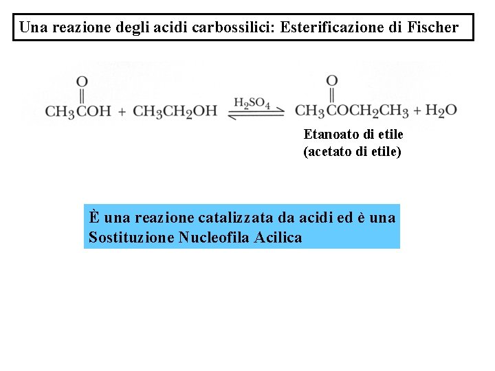 Reattivit degli acidi carbossilici e derivati La reazione