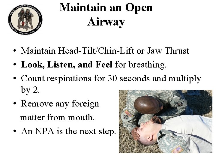 Tactical Combat Casualty Care for All Combatants Airway