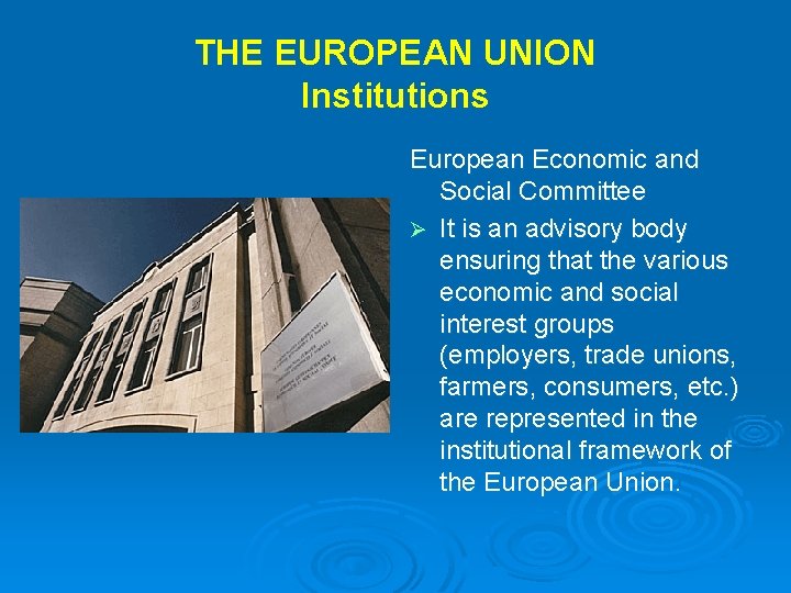 THE EUROPEAN UNION A BRIEF PRESENTATION The Map