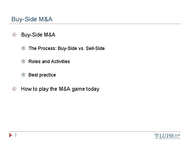 MA and Investment Banking Lecture 7 BuySide MA