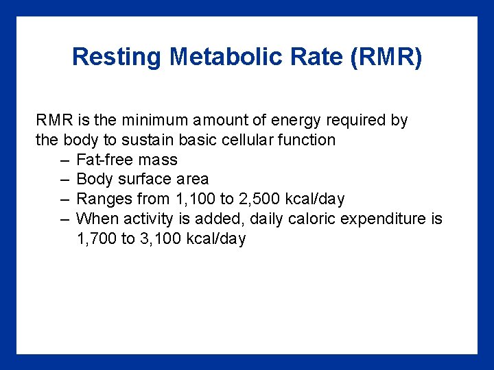 chapter 4 Energy Expenditure and Fatigue Learning Objectives