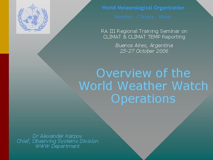 World Meteorological Organization Weather Climate Water RA III