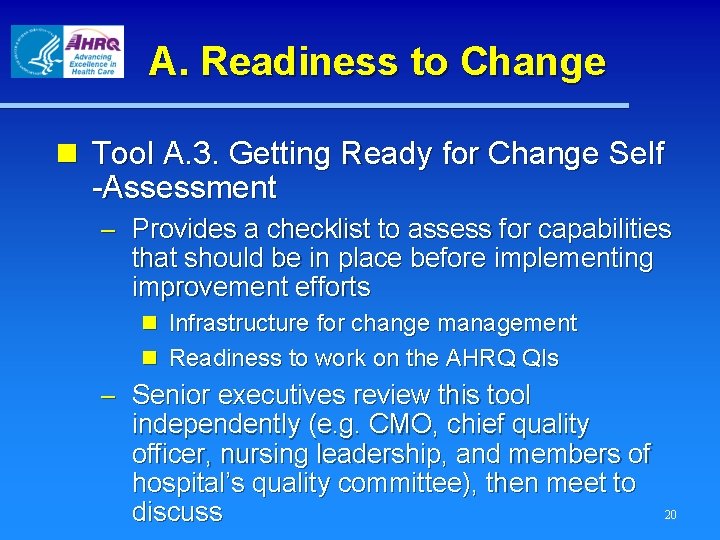 Overview of the AHRQ QI Toolkit for Hospitals