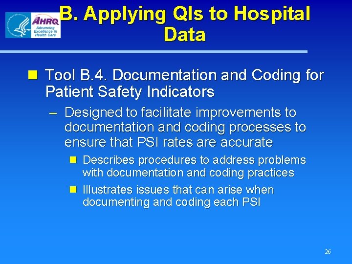 Overview of the AHRQ QI Toolkit for Hospitals